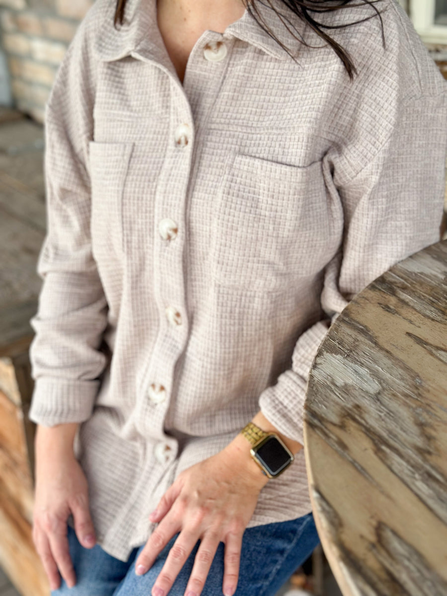 Softest Waffle Shacket [ships out in 1-2 weeks – Way Boutique LLC